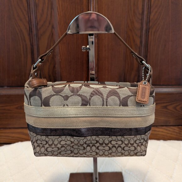 Coach | Bags | Coach Tan Signature C Striped Mini Bag | Poshmark